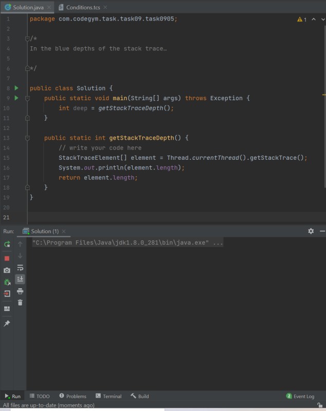 no output in intellij - java help on CodeGym
